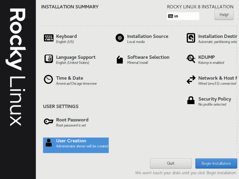 Rocky Linux 8 Minimal Install with screenshots | CentLinux